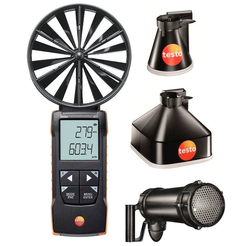 Testo 417 Kit 2 Vane Anemometer With Measuring Funnels And Flow ...